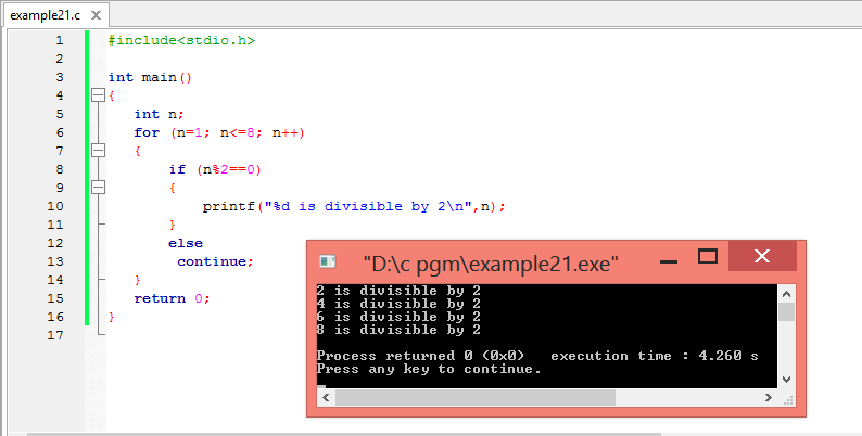 loop control statements in c