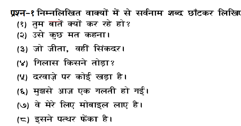 हमारी हिंदी : Hindi worksheet Sarvanam for class 3 and 4