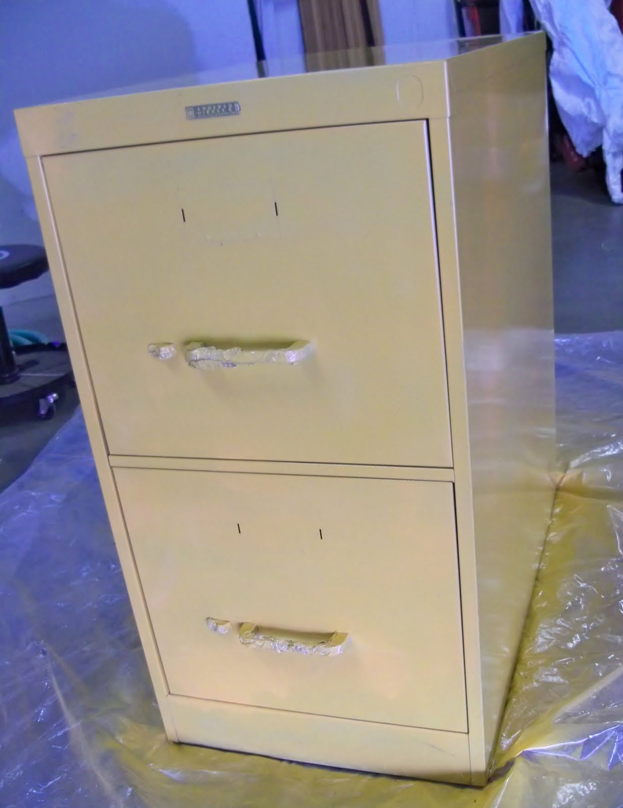 cake batter & paper scraps: under $5 file cabinet make over