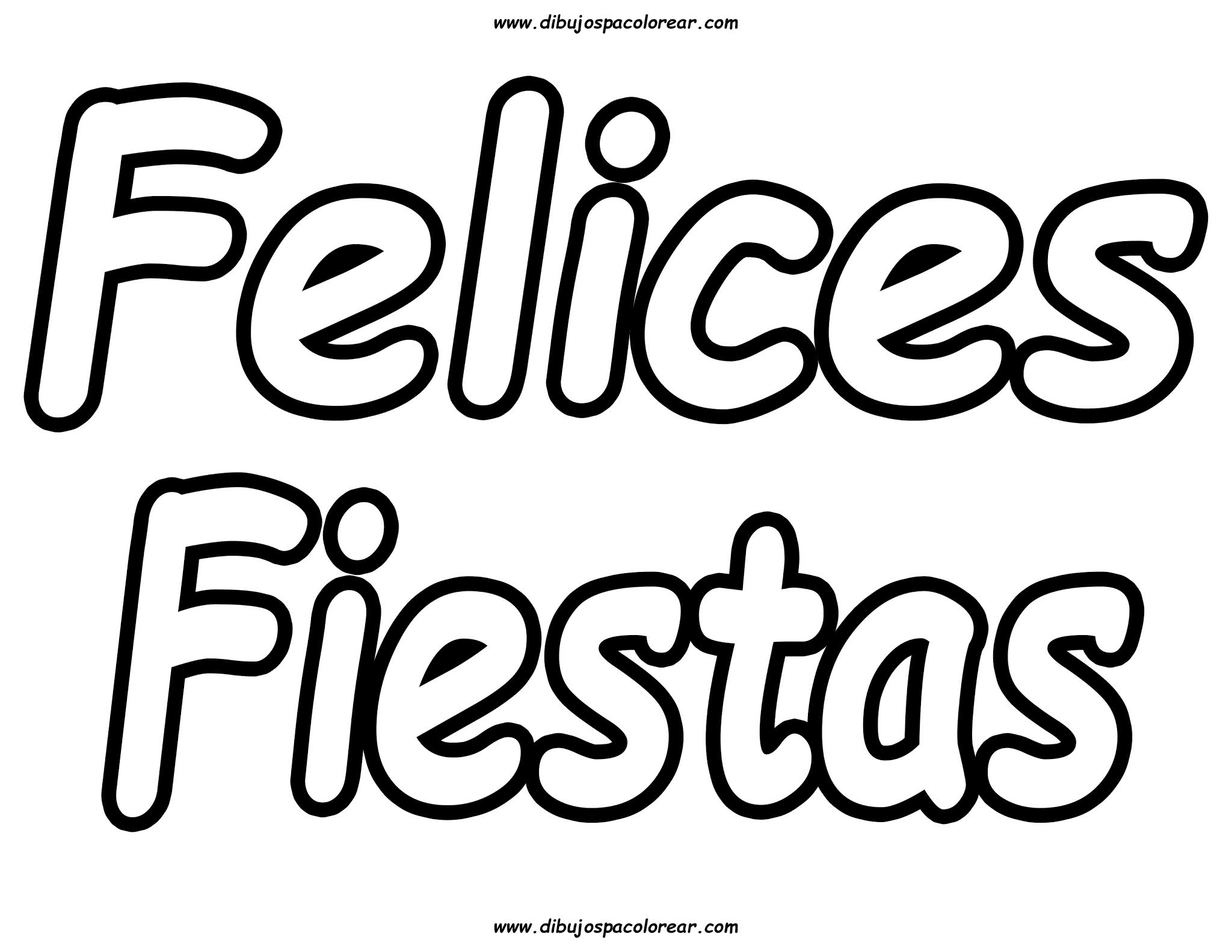 Feliz navidad, Feliz año nuevo y Felices Fiestas para colorear