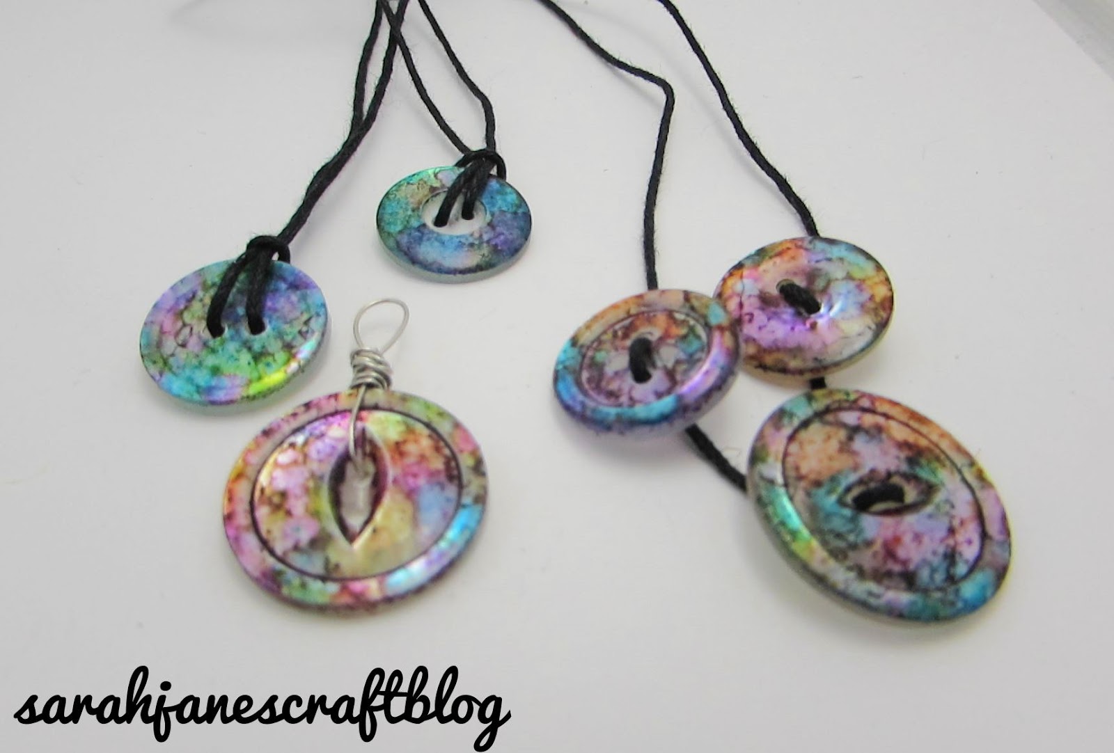 Alcohol Ink Button Necklaces