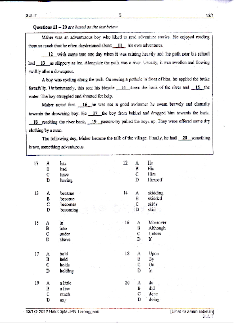 Janny's Blog: TERENGGANU PMR TRIAL ENGLISH PAPER 1