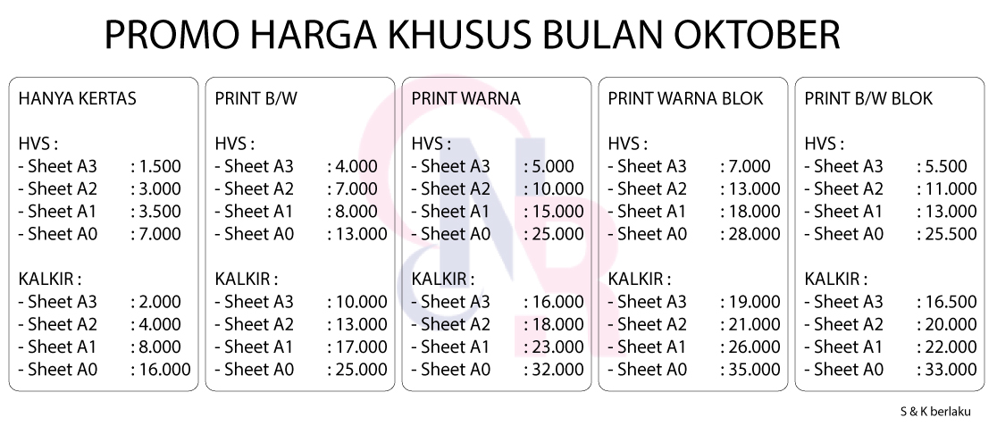 Narendra Printing: Print Murah HVS & Kalkir A0 - A1 - A2 - A3 - A4 Warna