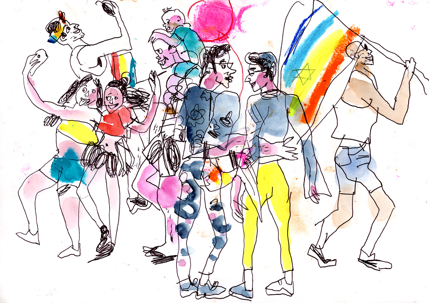 PrideSketchcrawl - sketching the Pride Parade Tel Aviv