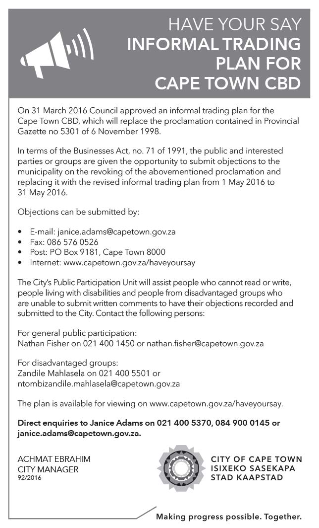 Camps Bay & Clifton Ratepayers & Association: CCT Have your say ...