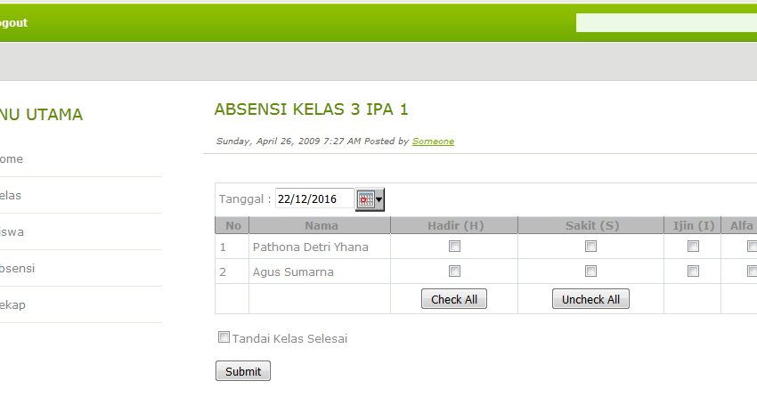 Script PHP Absensi Online - FREE SCRIPTS WEB
