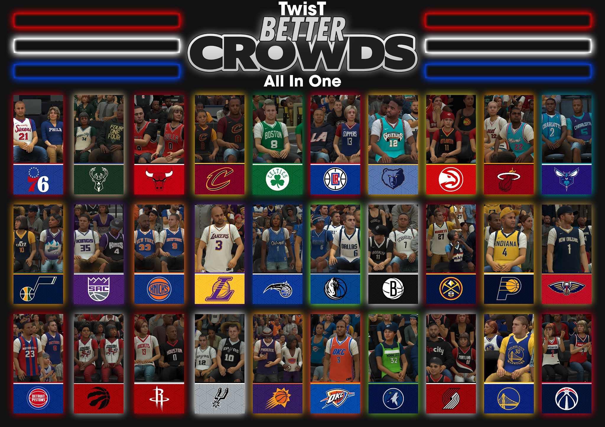 NBA 2K22 Twist 30 Teams Better Crowd Mod From 2K20 - All In One