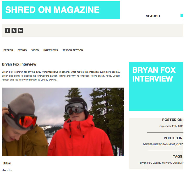Quiksilver PR: DAKINE interviews snowboarder Bryan Fox