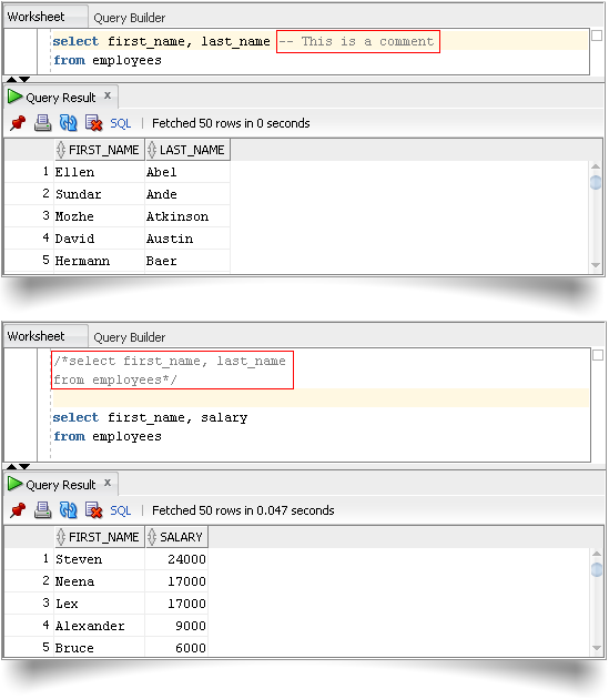 SQL And PL/SQL Book For Beginners: How to Add Comments to SQL Statements