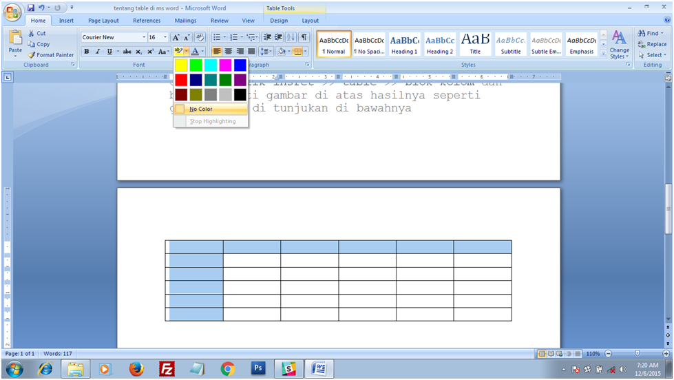 tutorial cara belajar ms word: Tutorial table di ms word