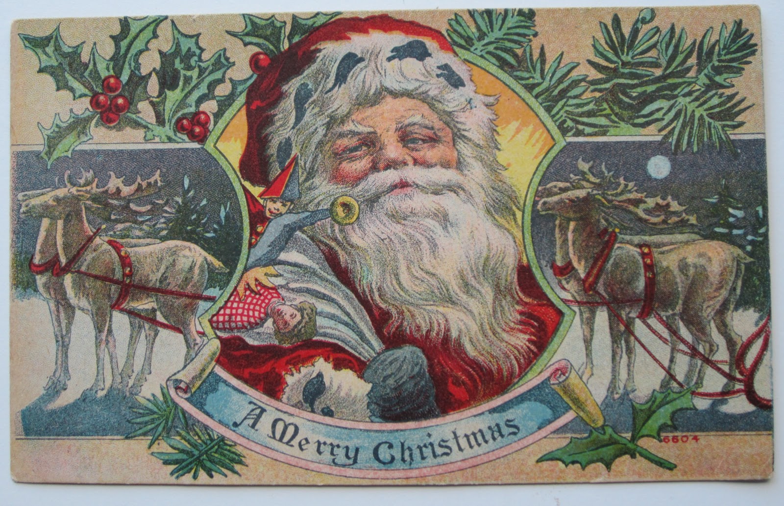 Judy's Postcards Plus: Santa Claus wishing you A Merry Christmas - Antique Postcard