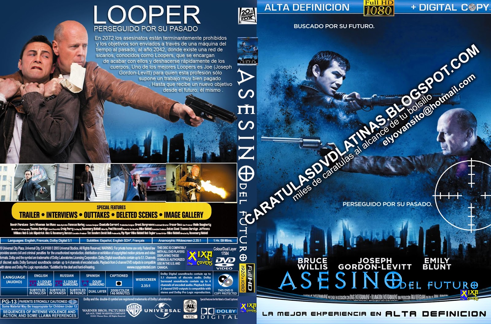 CARATULAS DVD LATINAS: LOOPER DVD COVER CARATULA