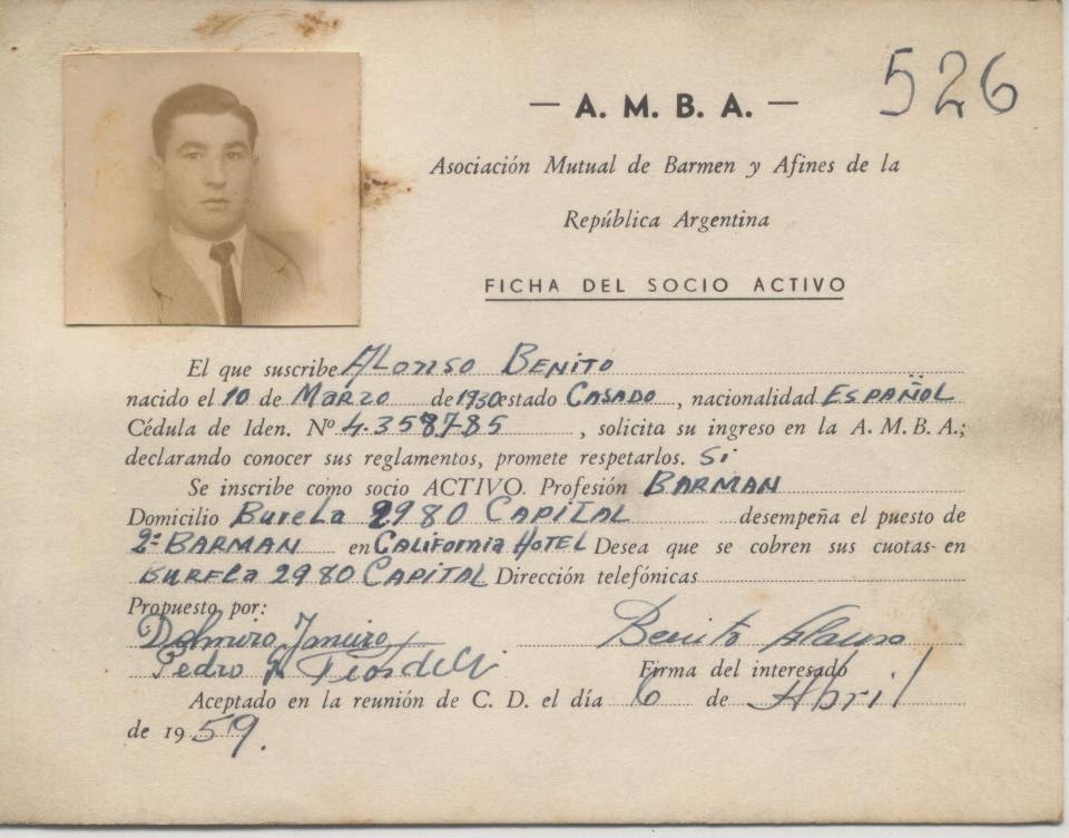 EL BARMAN CLÁSICO ARGENTINO: BENITO ALONSO