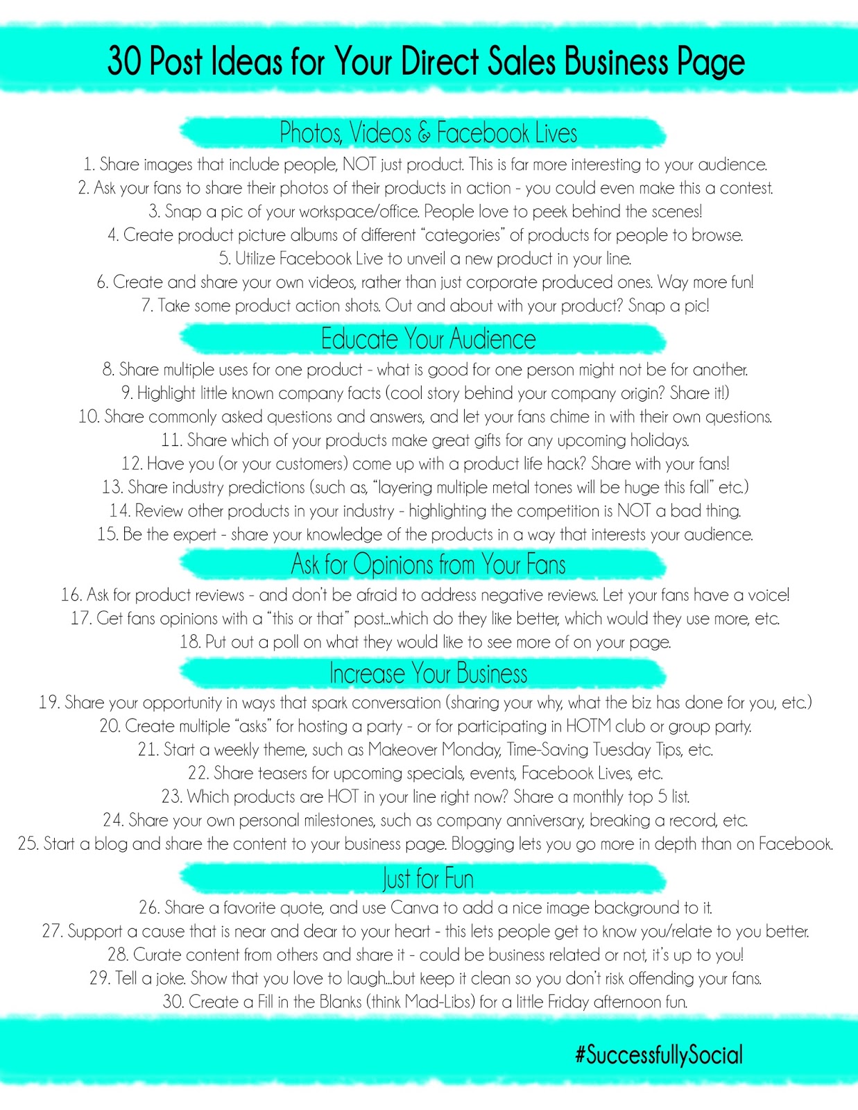 Successfully Social: 30 Post Ideas for Your Business Page