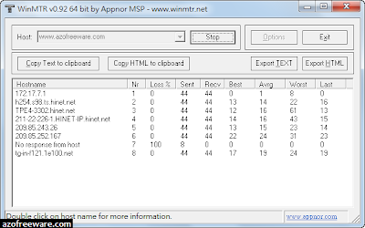 WinMTR 0.92 免安裝版 - 免費主機網路檢測程式 取代tracert與ping指令 - 阿榮福利味 - 免費軟體下載