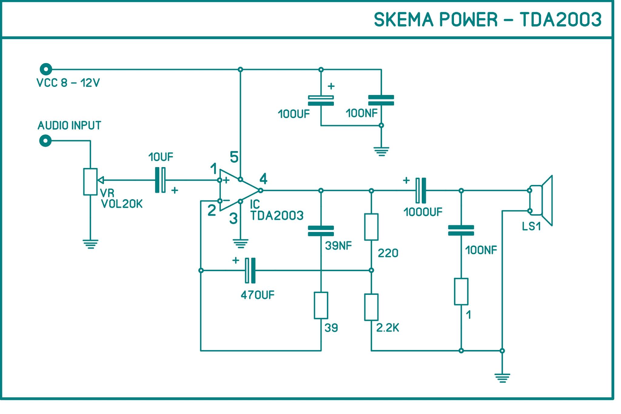 Skema TDA 2003 IC Power Amplifire – BLOGKAMARKU