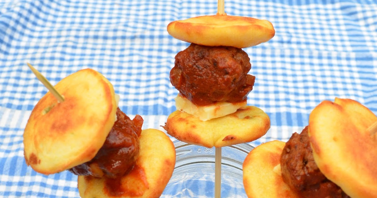 iron stef: chili meatball whoopie pie slider on a stick.