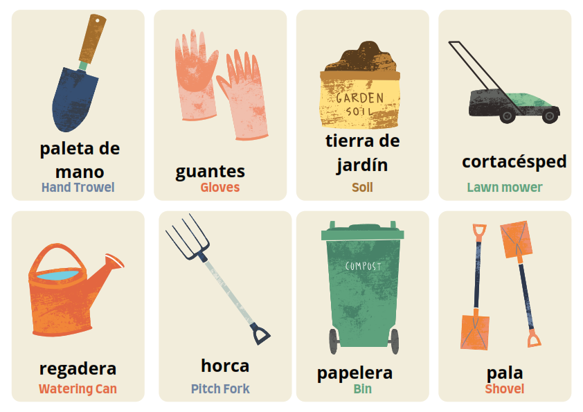 Things in the Garden Flashcards in Spanish | Spanish to Go