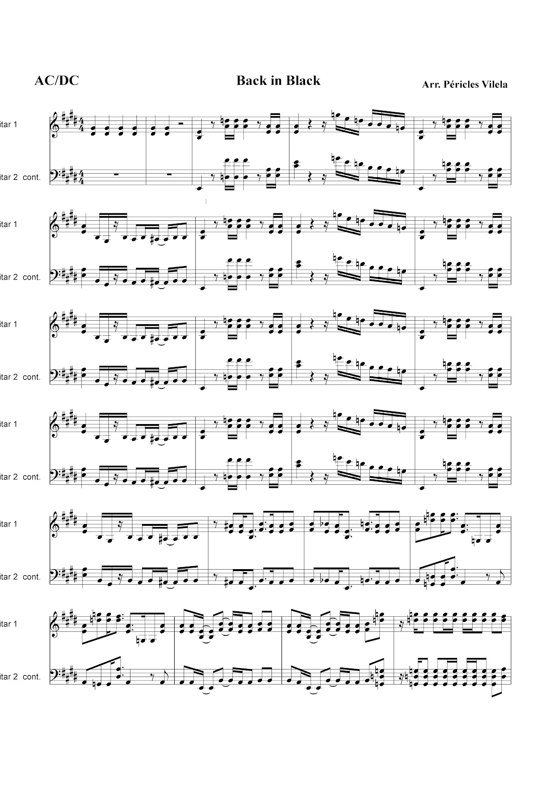 Partituras Musicais: Back in Black - AC/DC - n.º 493