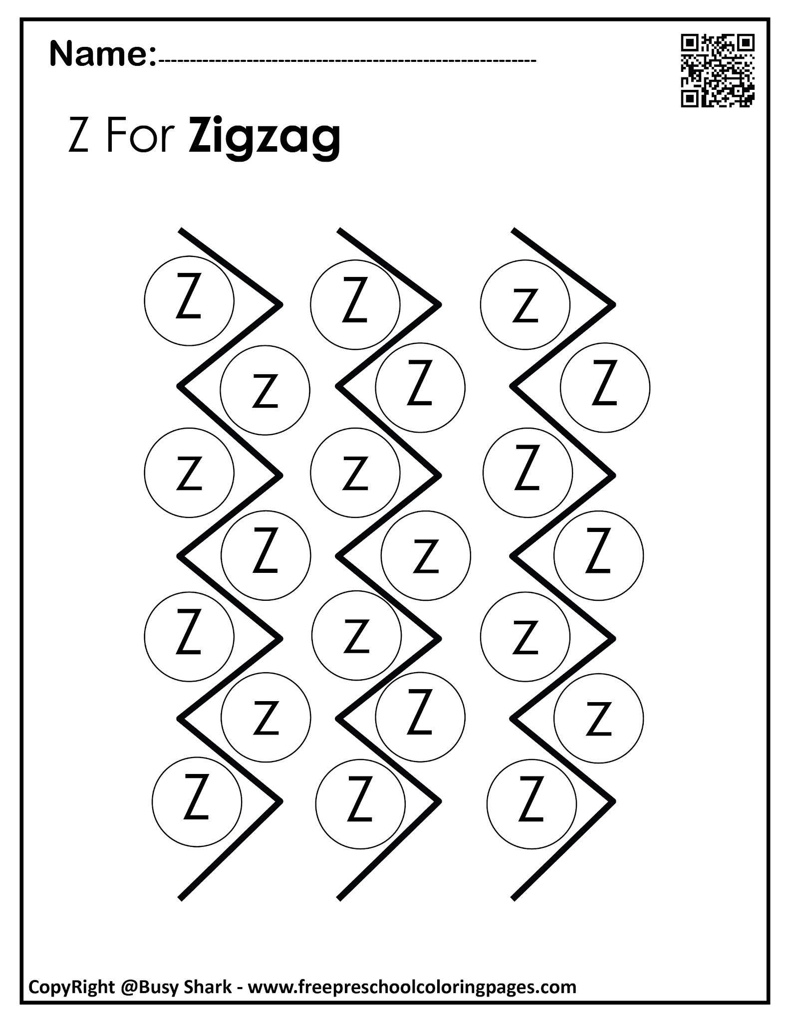 Letter Z "10 free Dot Markers coloring pages"