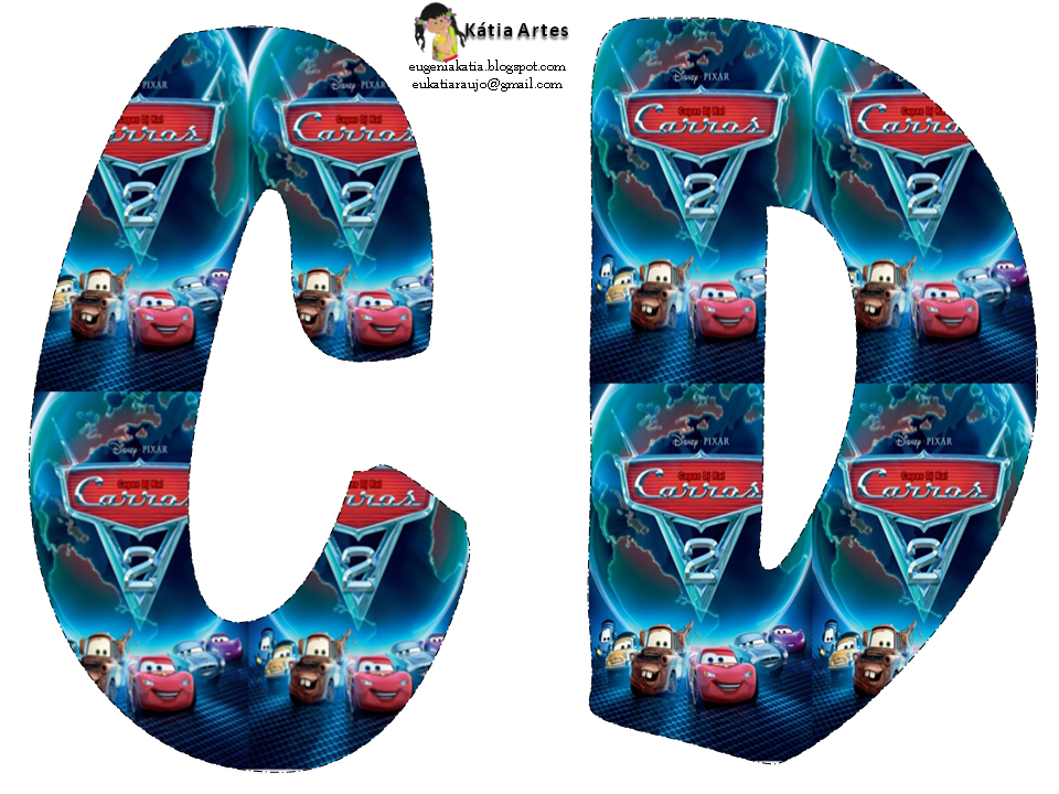 Alfabeto de Cars en fondo azul. - Oh my Alfabetos!