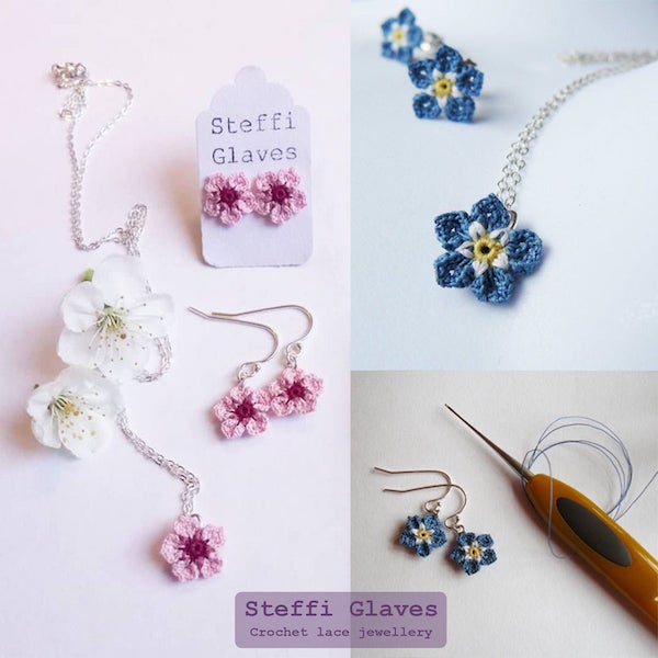 Micro Crochet Jewelry and Tutorials by SteffiGlaves / The Beading Gem