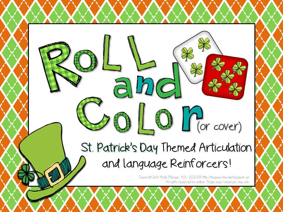 The Speech Bucket: Roll and Color: St. Patrick's Day FREEBIE