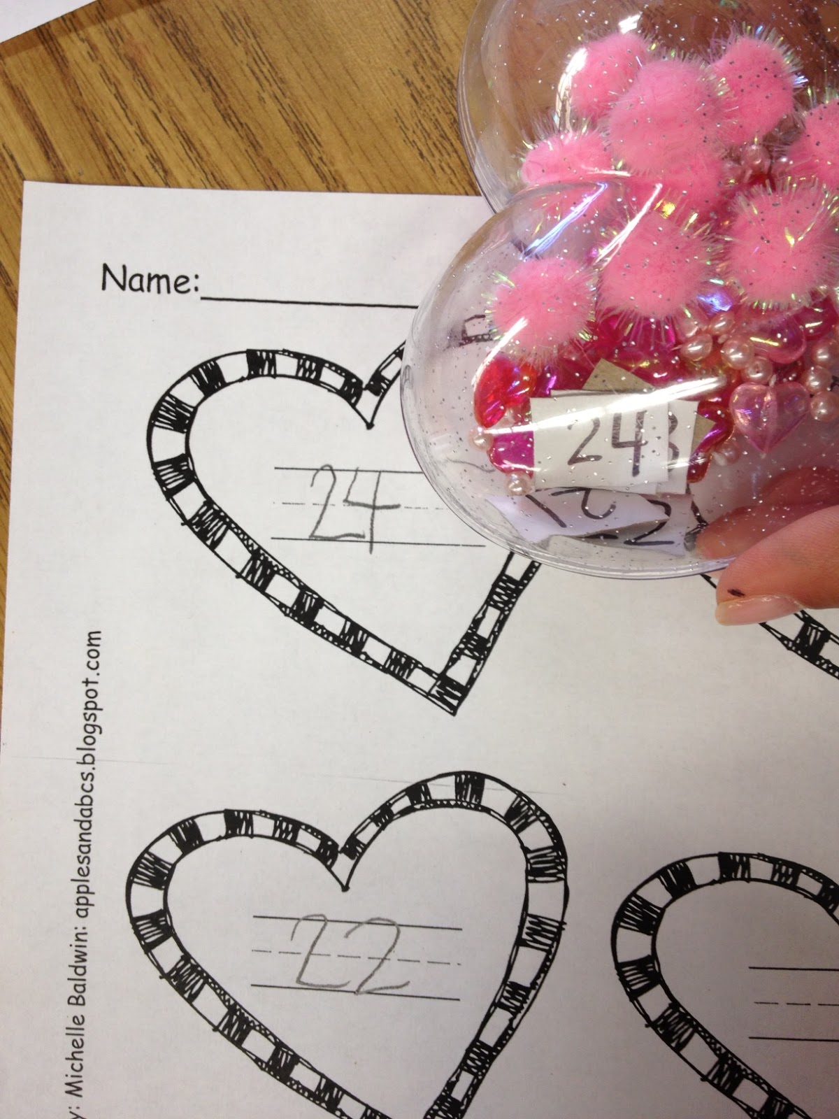 Plastic Heart Number Hunt - Apples & ABC's