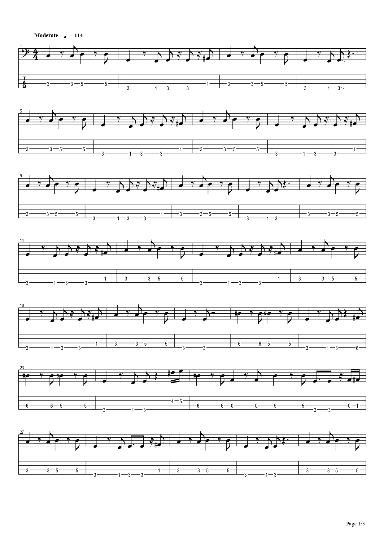 米津玄師 - Flamingo Bass Tab