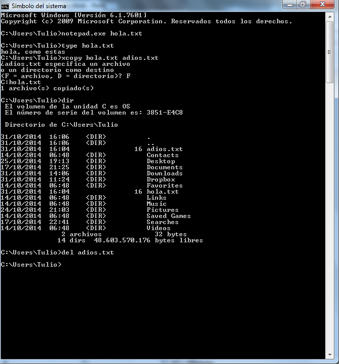 Informatica 4ºB: Práctica con lineas de comando