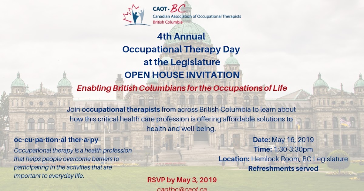 CAOT-BC: Invite your MLA to the 4th Annual OT Day at the Legislature