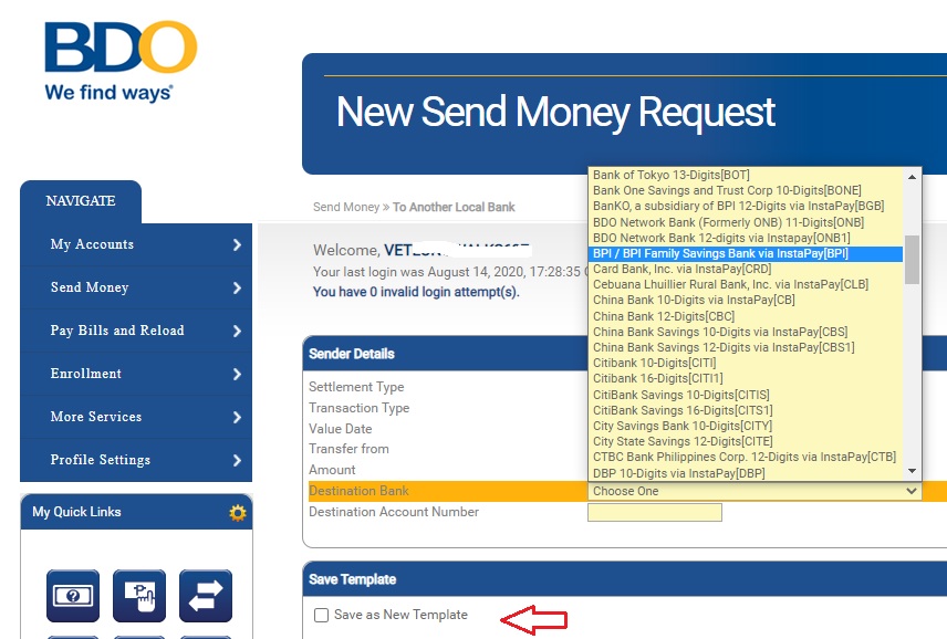 How to Send Money Through BDO Online to Another Local Bank