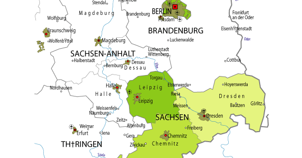 Map of German Province: Map of Sachsen Province