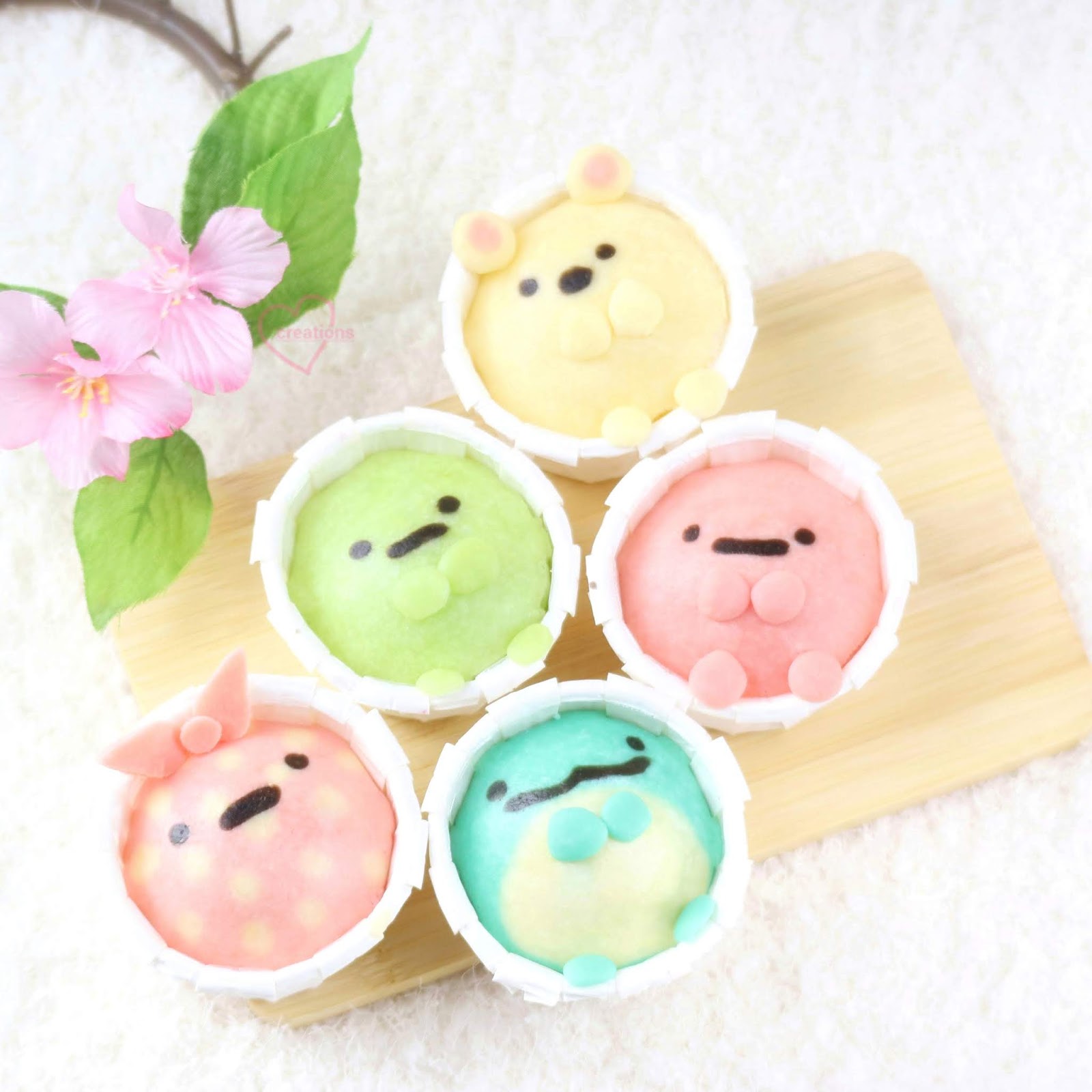 Loving Creations for You: Sumikko Gurashi Steamed Japanese Cupcakes