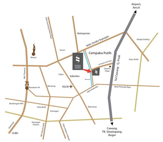 SENTOSA RESIDENCE JAKARTA PUSAT DI CEMPAKA PUTIH : LOCATION