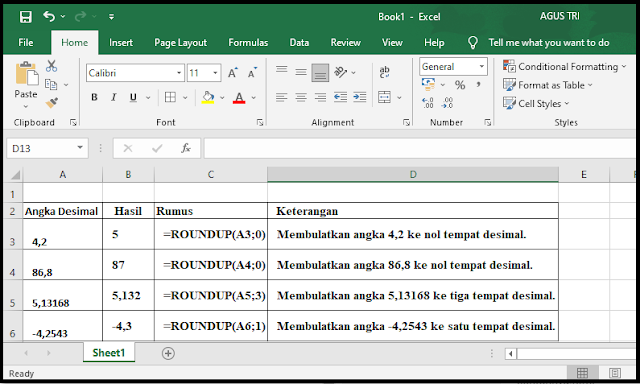 Rumus ROUNDUP Excel dan Contohnya - Blog Tutorial