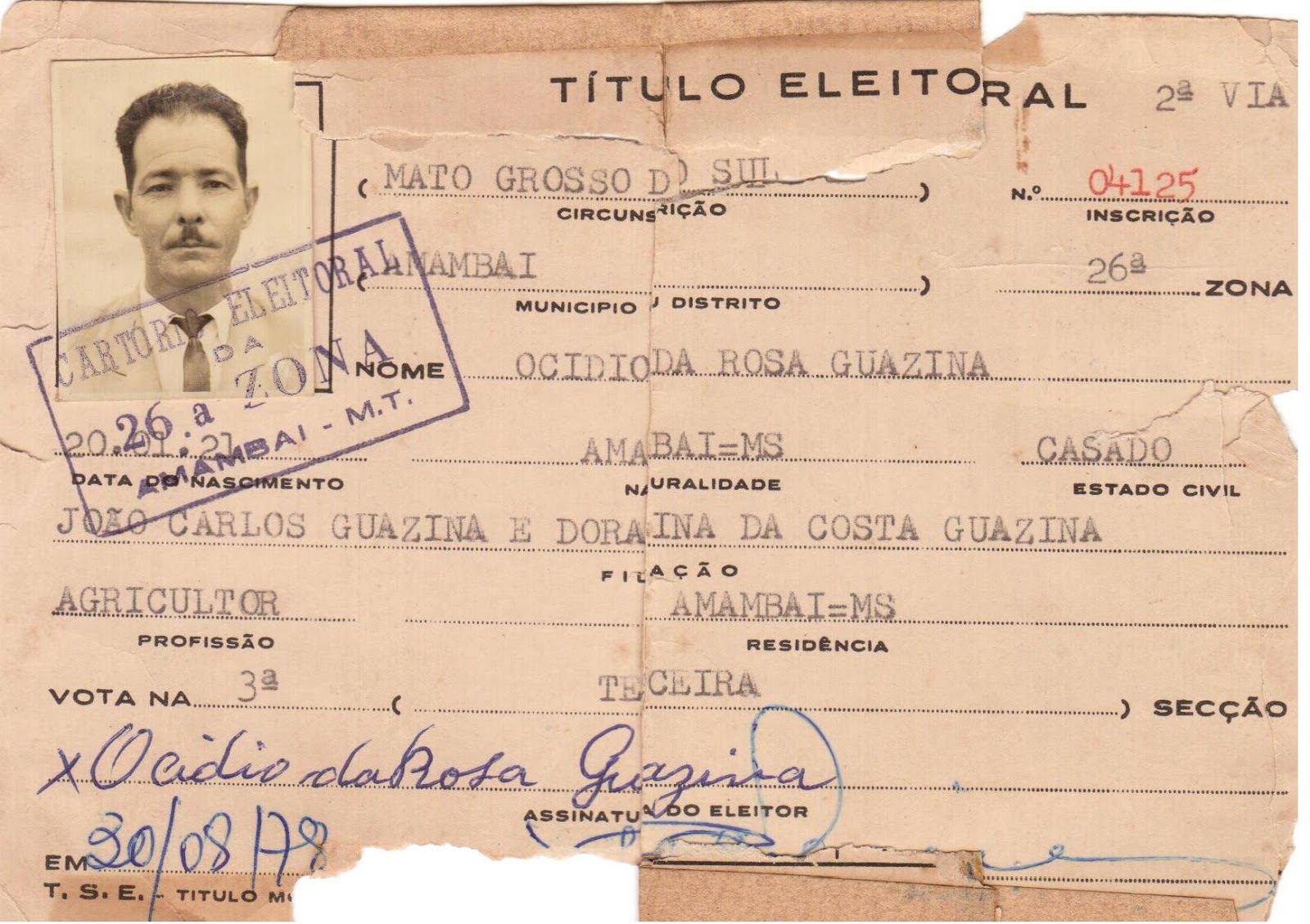 AMAMBAI - PATRIMONIO DA UNIÃO DE UM POVO: DOCUMENTOS PESSOAIS ANTIGOS ...