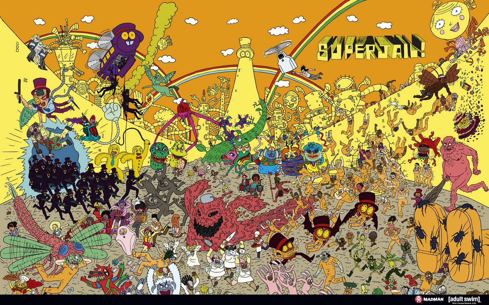 - Superjail! - Temporada 1, 2008 (1x00 de 2007) y Temporada 2, 2011.