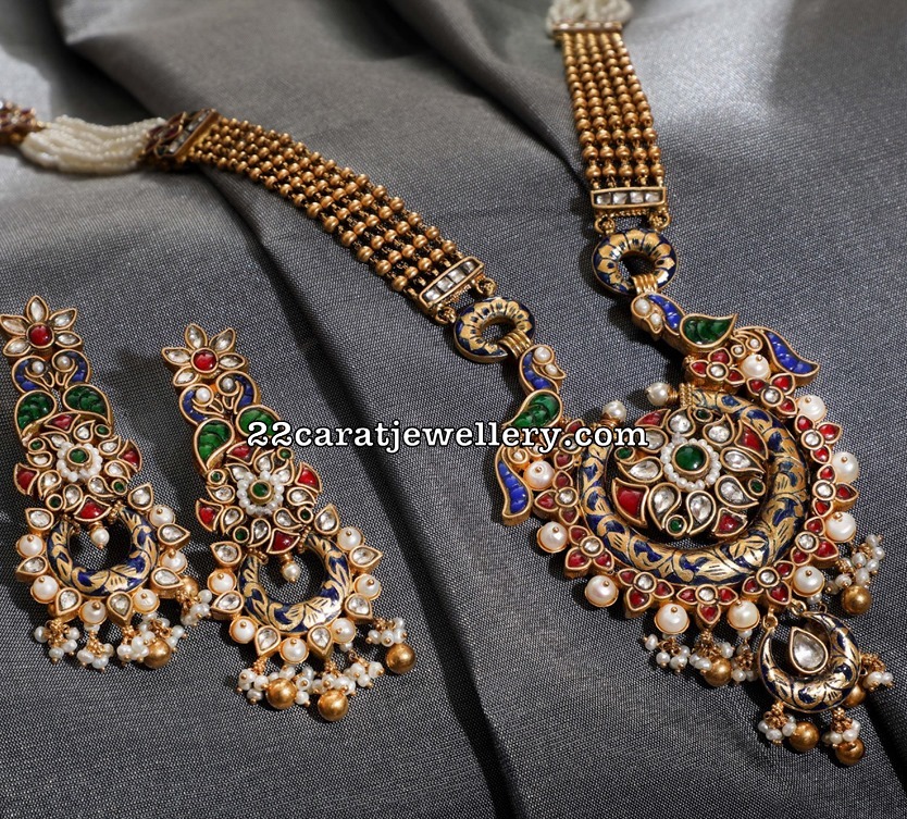 Meena Work Locket Chandbalis - Jewellery Designs