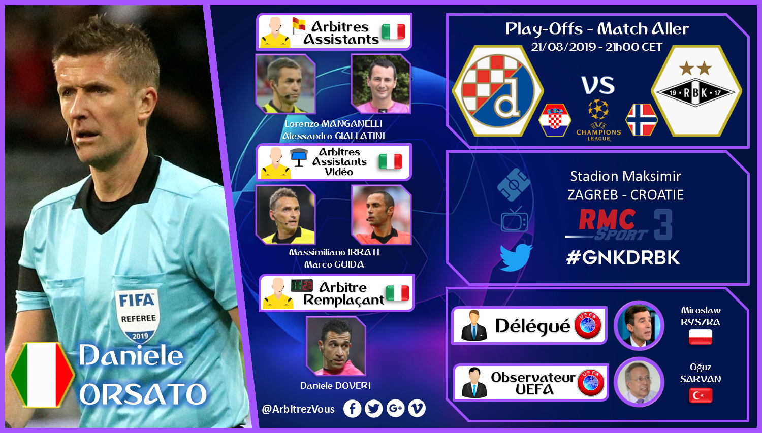 UEFA - CHAMPIONS LEAGUE - DÉSIGNATIONS DES ARBITRES - REFEREE ...