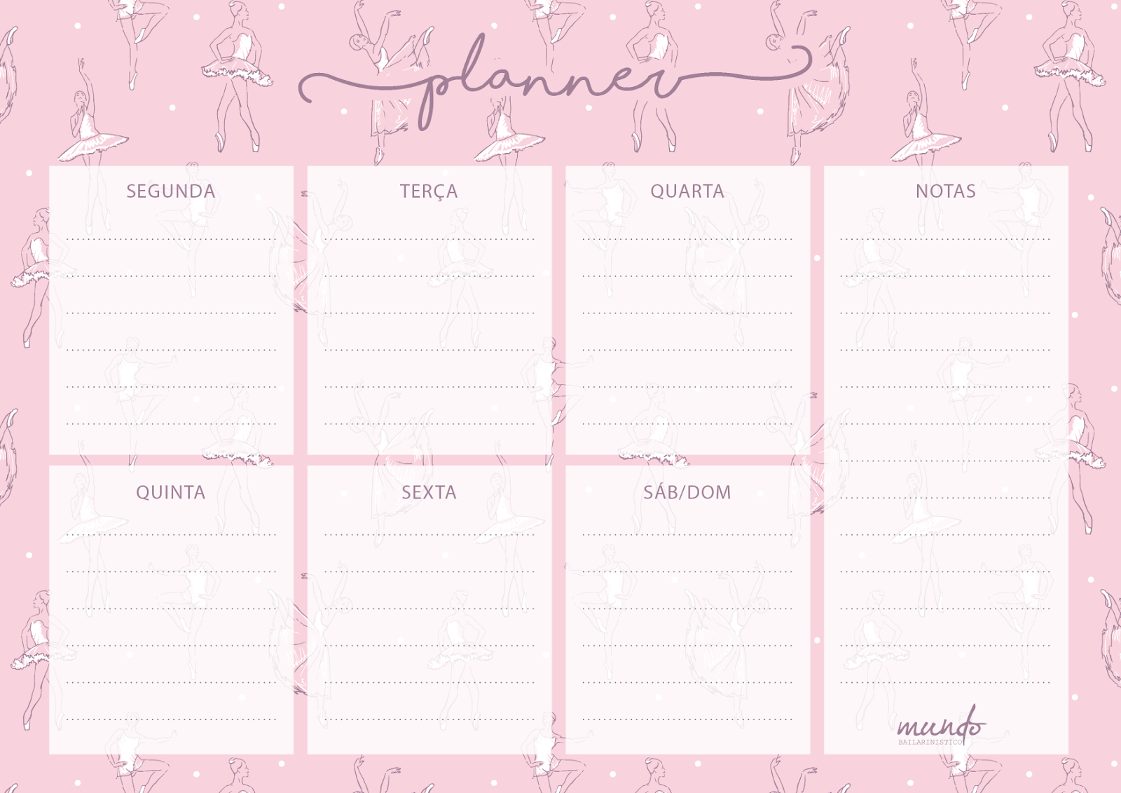Mundo Bailarinístico - Blog de Ballet: 2 Planners com o tema Ballet ...