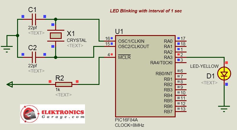 Led Blinking With Pic Microcontroller Elektronic Garage
