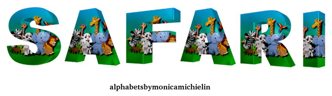 M. Michielin Alphabets: CARTOON SAFARI ANIMALS ALPHABET AND BONUS PNG