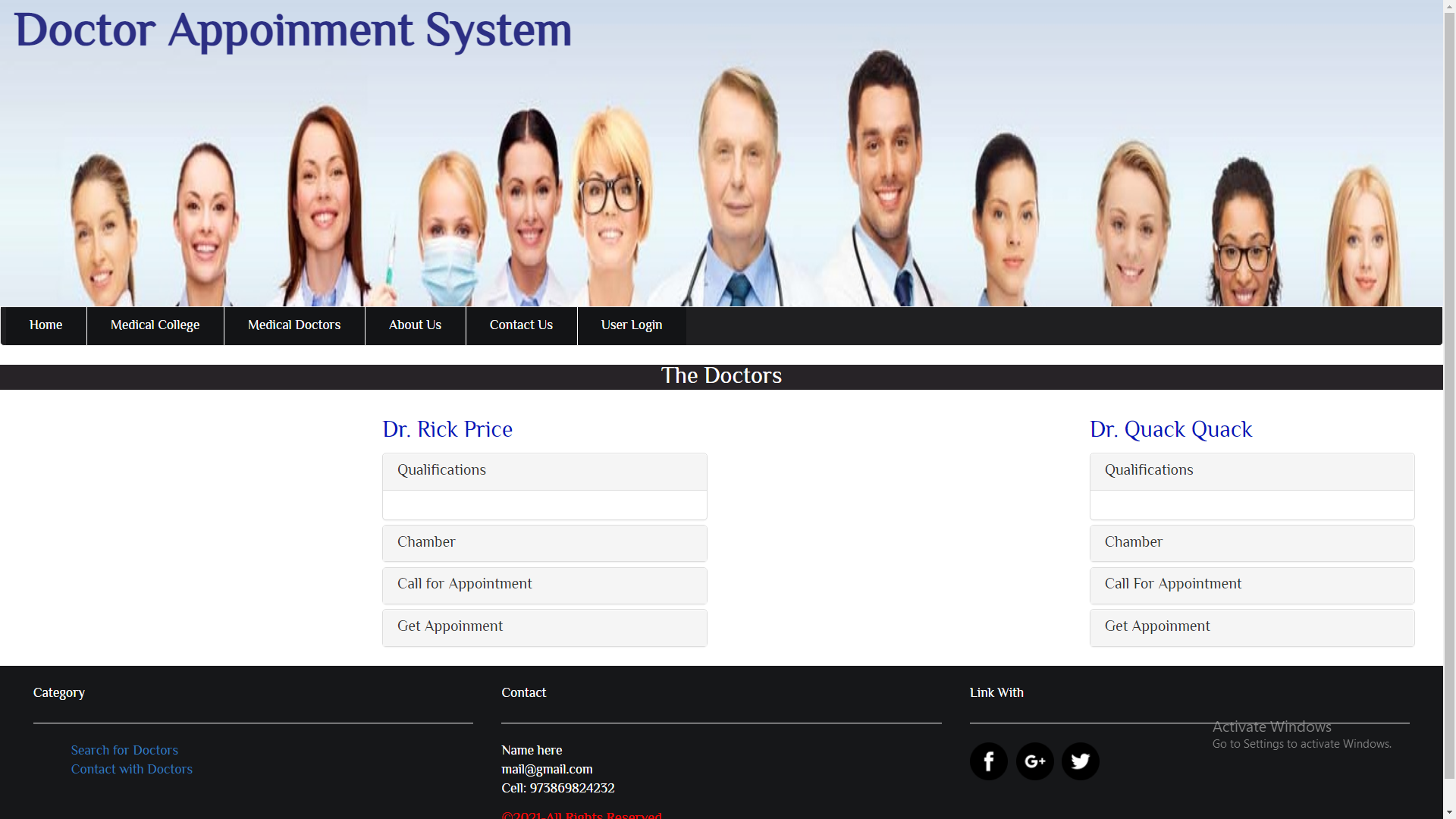 Doctor Appointment System in PHP MySQL with source code