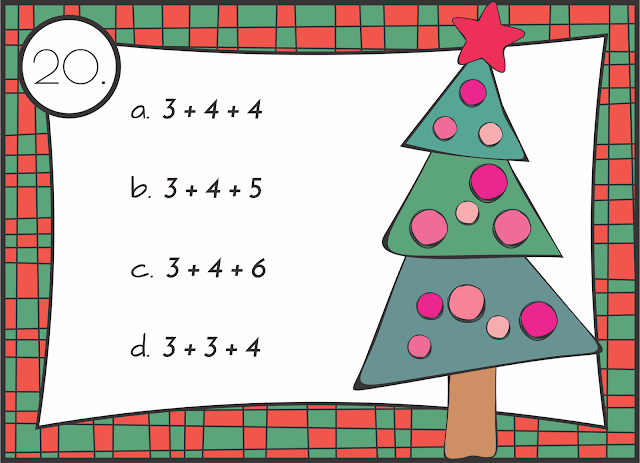 KM Classroom: Christmas Addition Math Facts with Three Addends Task Cards