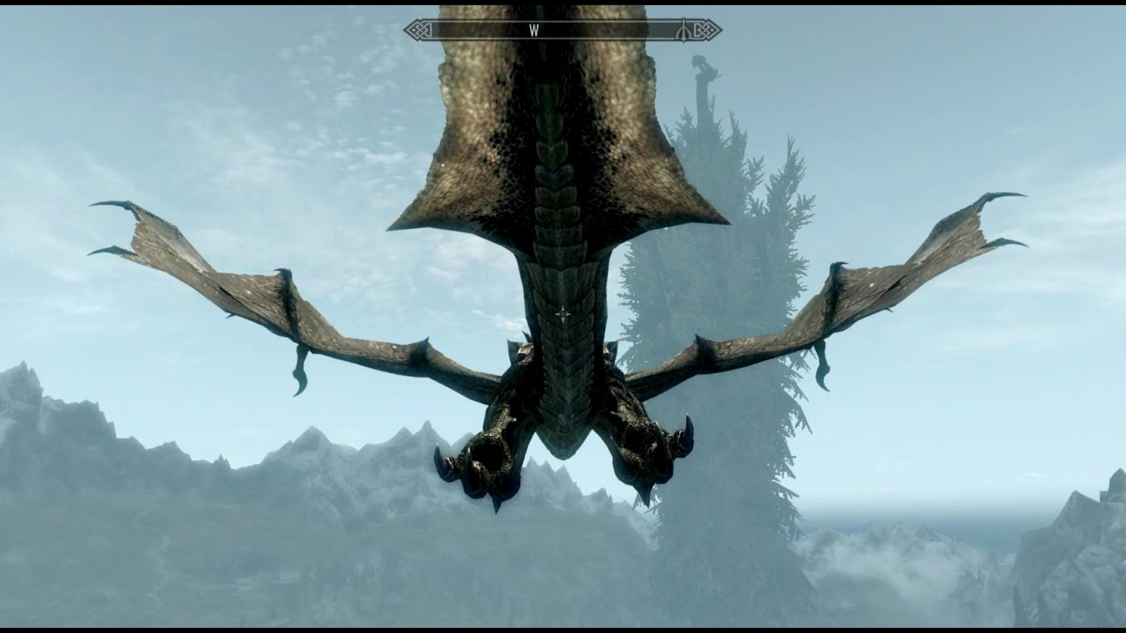 スカイリム、ドラゴンに変身して上空を飛ぶ