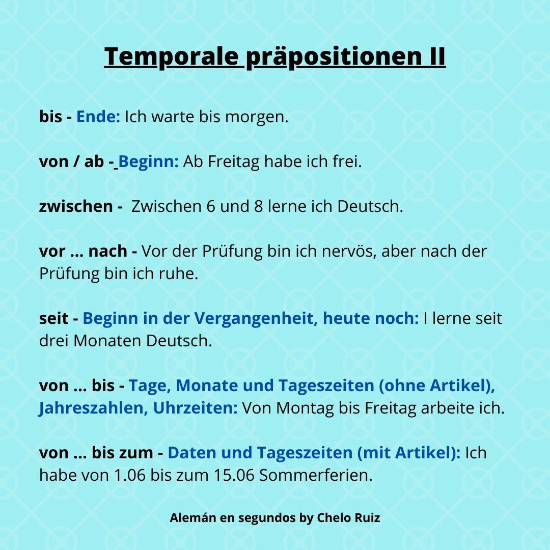 Alemán en segundos: Temporale Präpositionen