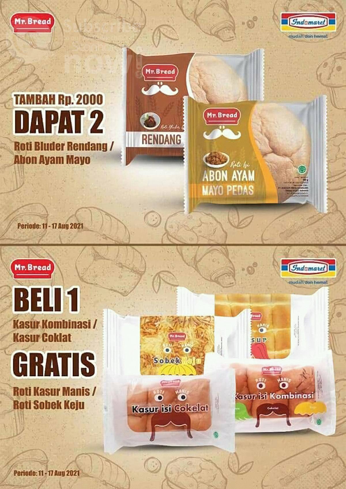 Promo Mr Bread Roti Indomaret Beli 1 Gratis 1 Periode 18 - 24 Agustus ...
