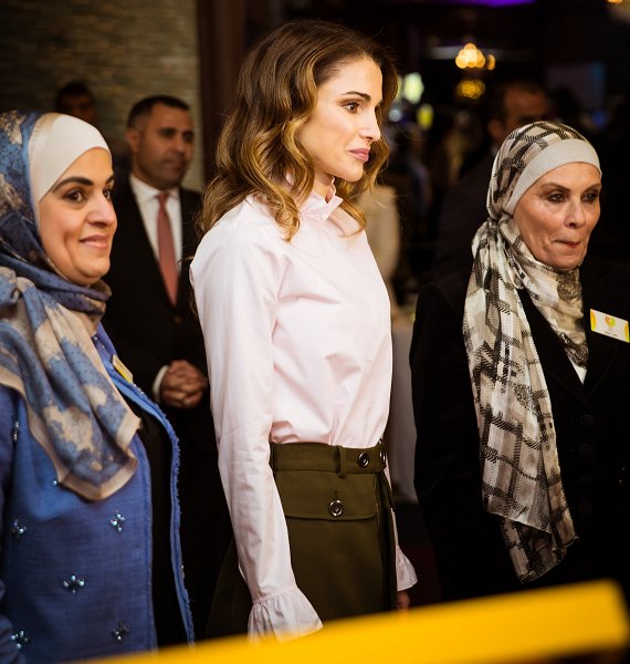 Queen Rania of Jordan visits IBDAA Expo 2017 in Amman